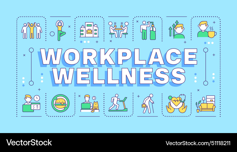 Workplace wellness blue word concept Royalty Free Vector