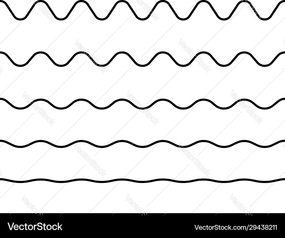 Zigzag seamless wave lines set wavy wiggly black Vector Image