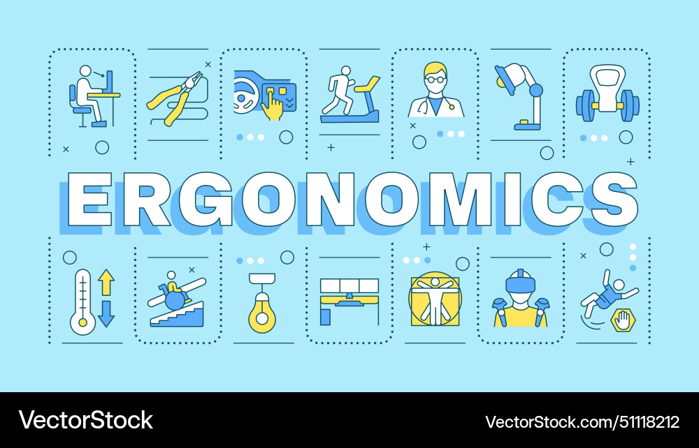 Ergonomics blue word concept Royalty Free Vector Image