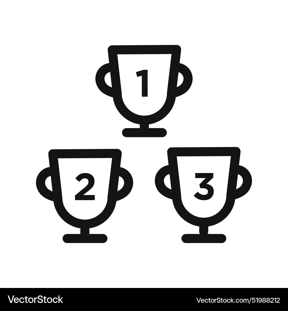 First second third prize trophy cup icon mark in Vector Image