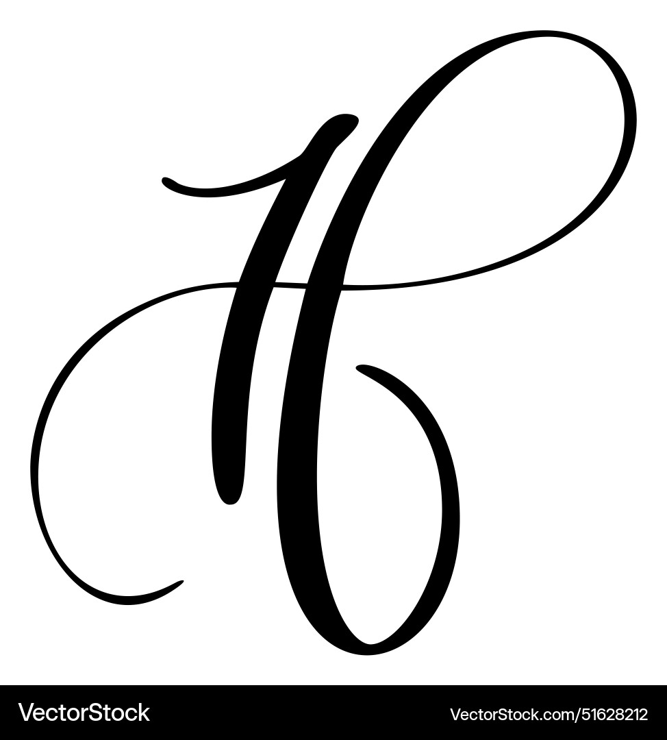 Hand drawn calligraphy letter h script Royalty Free Vector