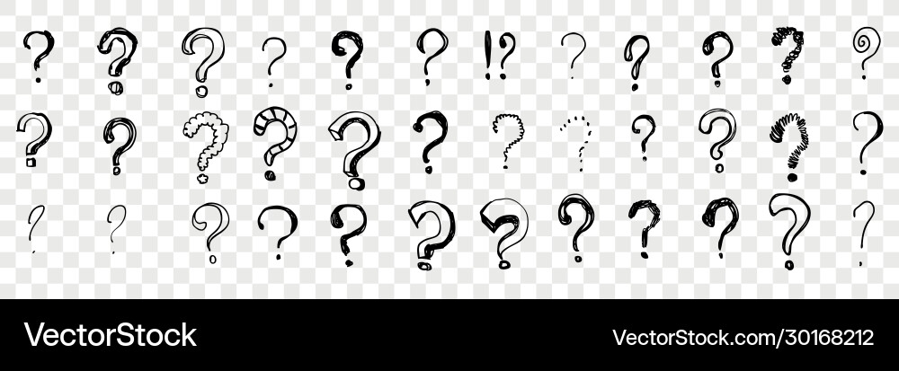 Hand Drawn Question Mark Doodle Set Royalty Free Vector
