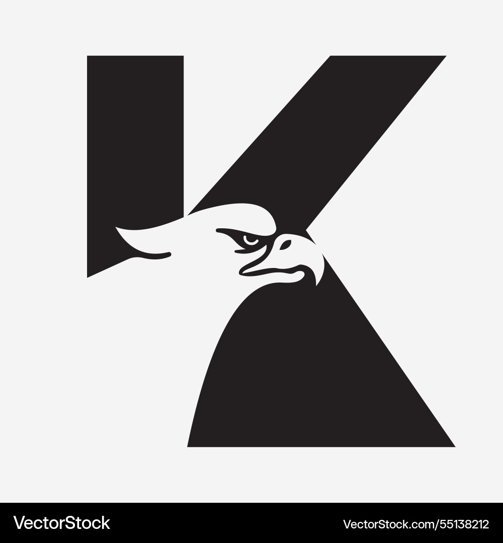 Initial letter k eagle logo eagle head logo Vector Image