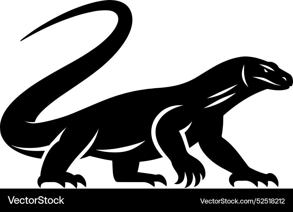 Komodo dragon silhouette isolated on white Vector Image