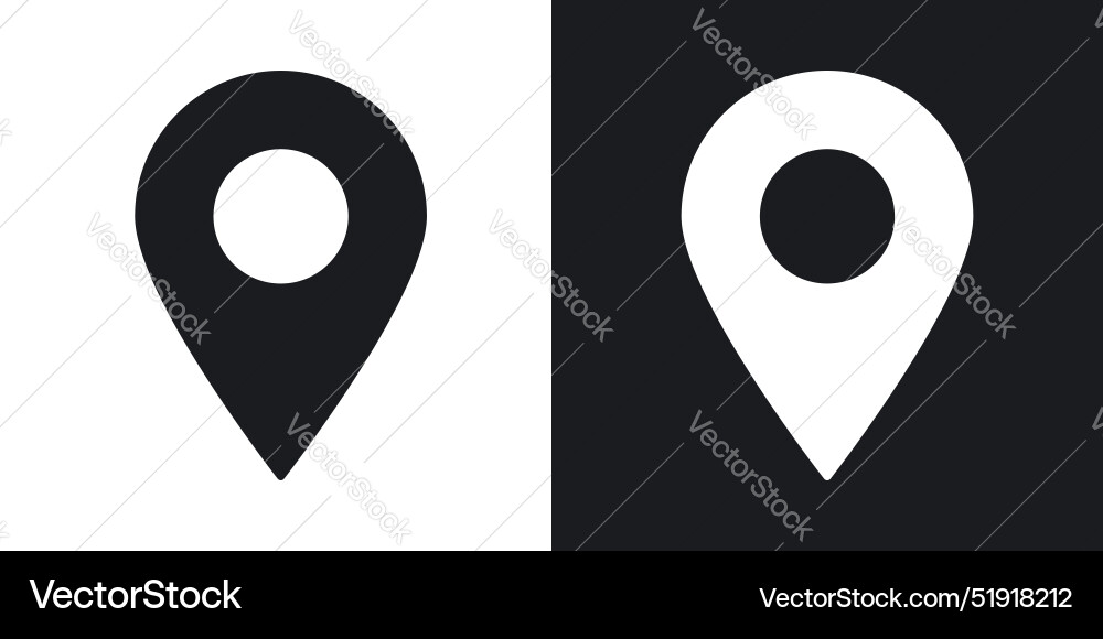 Map marker icon set in solid black and white color
