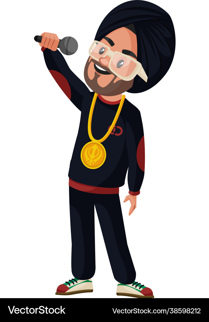 Punjabi Sänger Cartoon Charakter Lizenzfreies Vektorbild