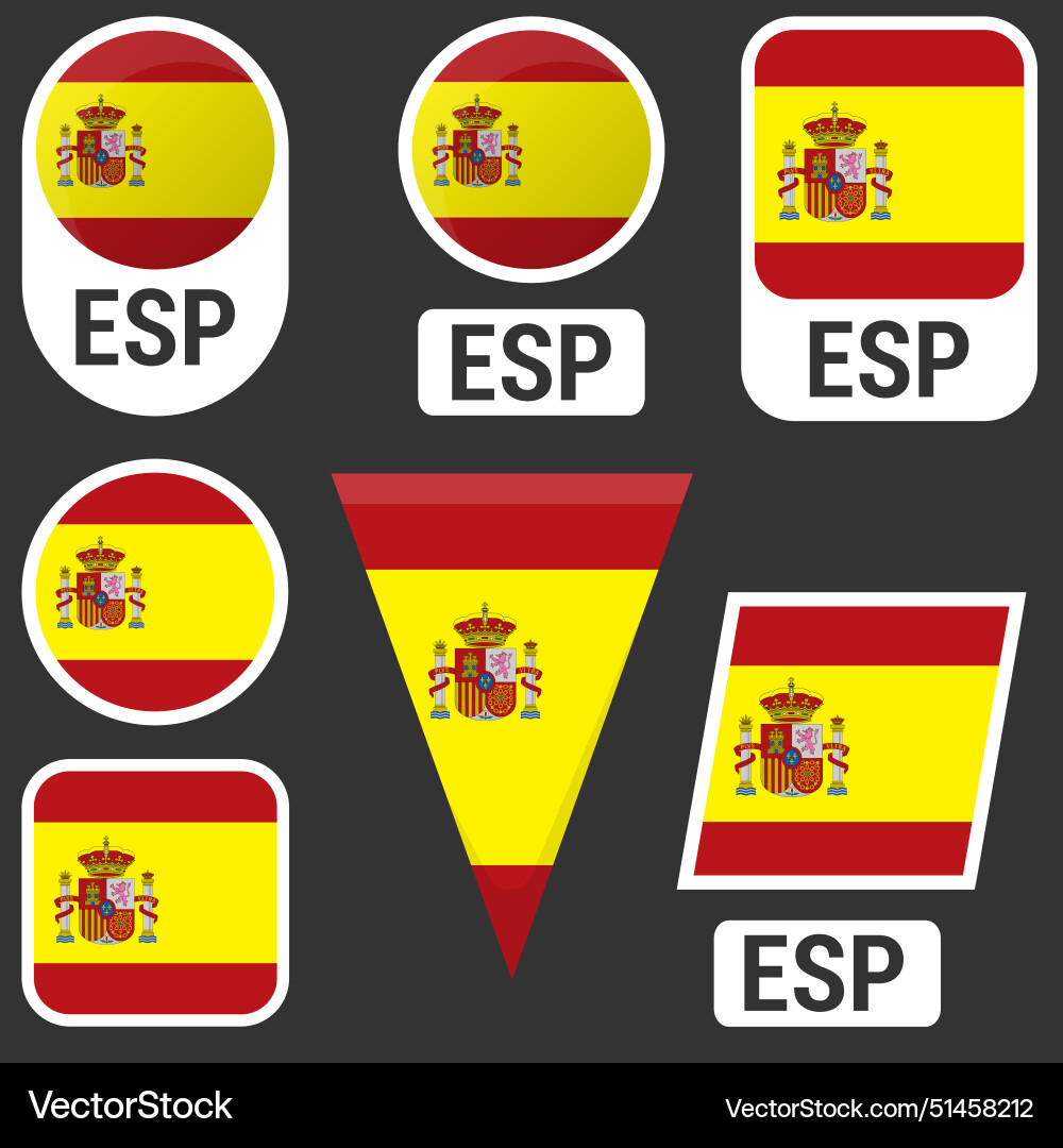 Spain flag set Royalty Free Vector Image - VectorStock