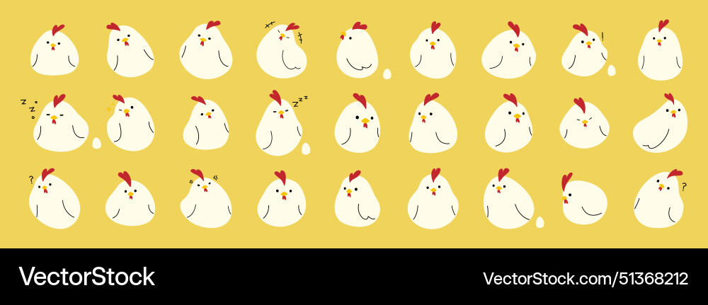 White chicken collection 2 Royalty Free Vector Image