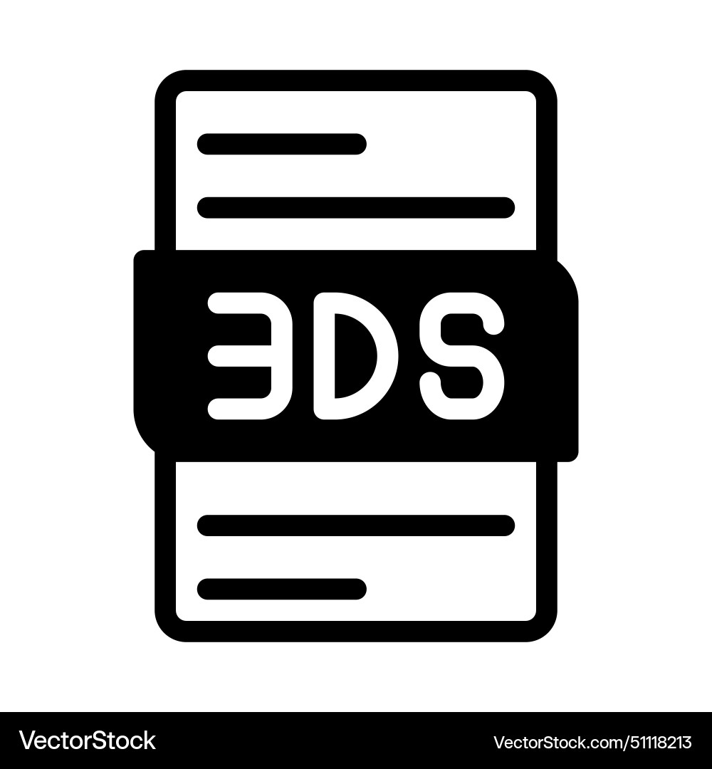 3ds file type icon files document graphic design Vector Image
