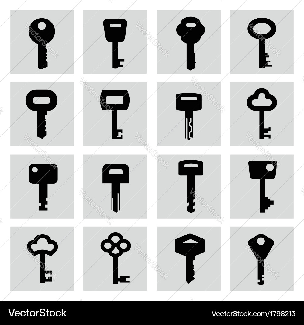 Black key icon set on white Royalty Free Vector Image