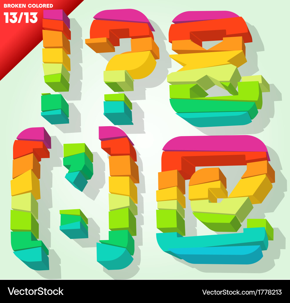 Broken colorful alphabet Royalty Free Vector Image