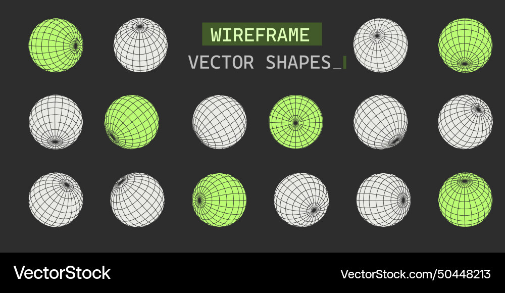 Brutalism style spherical wireframe grid Vector Image