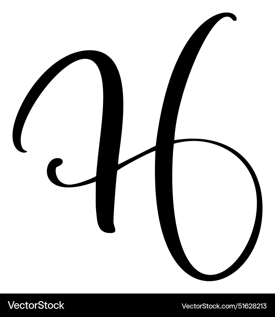 Calligraphy hand drawn capital letter h Royalty Free Vector
