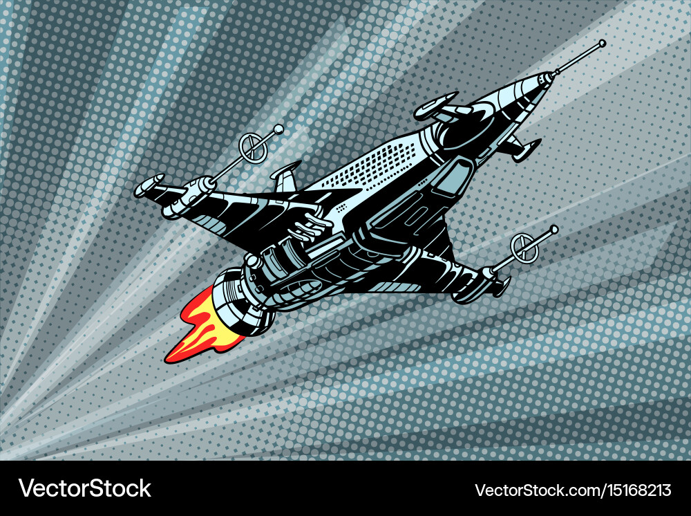 Futuristic outer space battle starship Royalty Free Vector