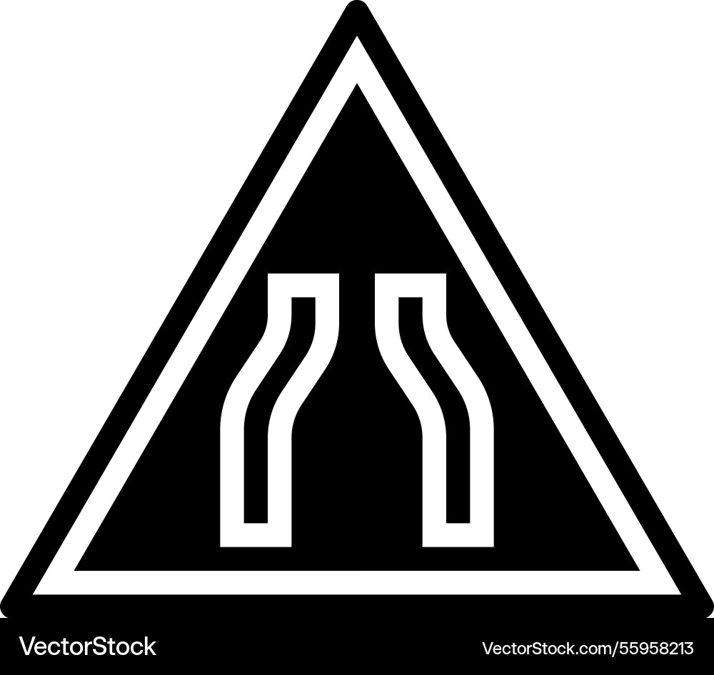 Narrow roads car driving obstacles glyph icon Vector Image