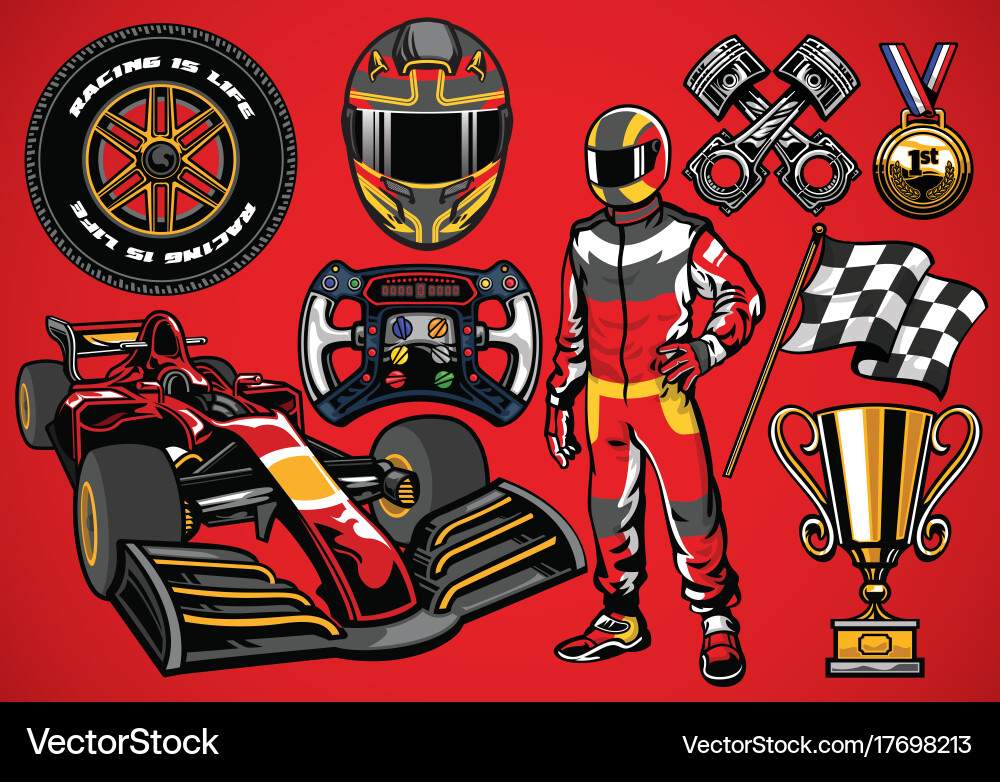 Racing Car Elements Set Royalty Free Vector Image