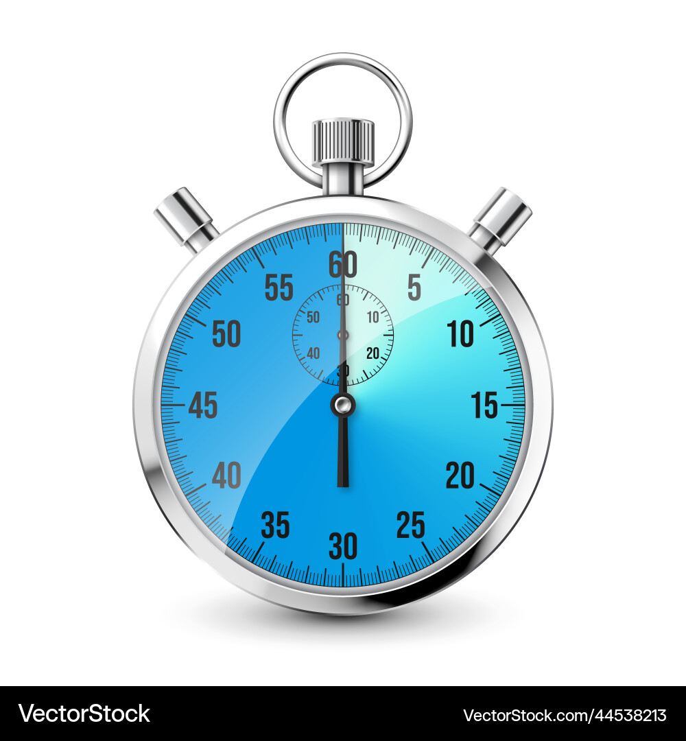 Realistic classic stopwatch icon shiny metal Vector Image