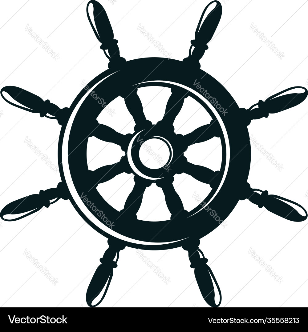 Ship rudder silhouette Royalty Free Vector Image
