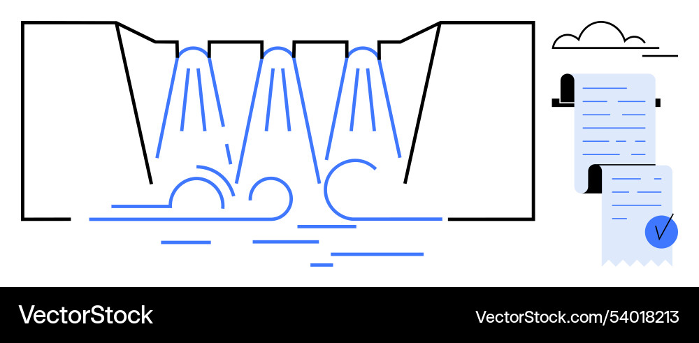Water dam structure with flowing and legal Vector Image