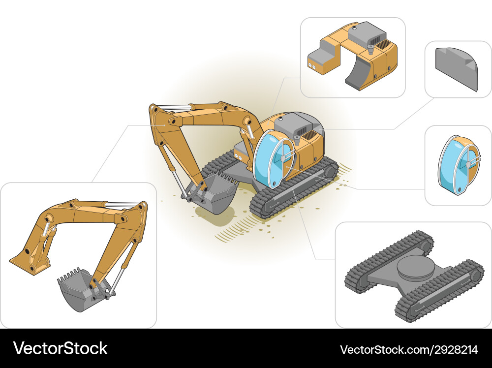 Excavator Machinery Diagram Royalty Free Vector Image