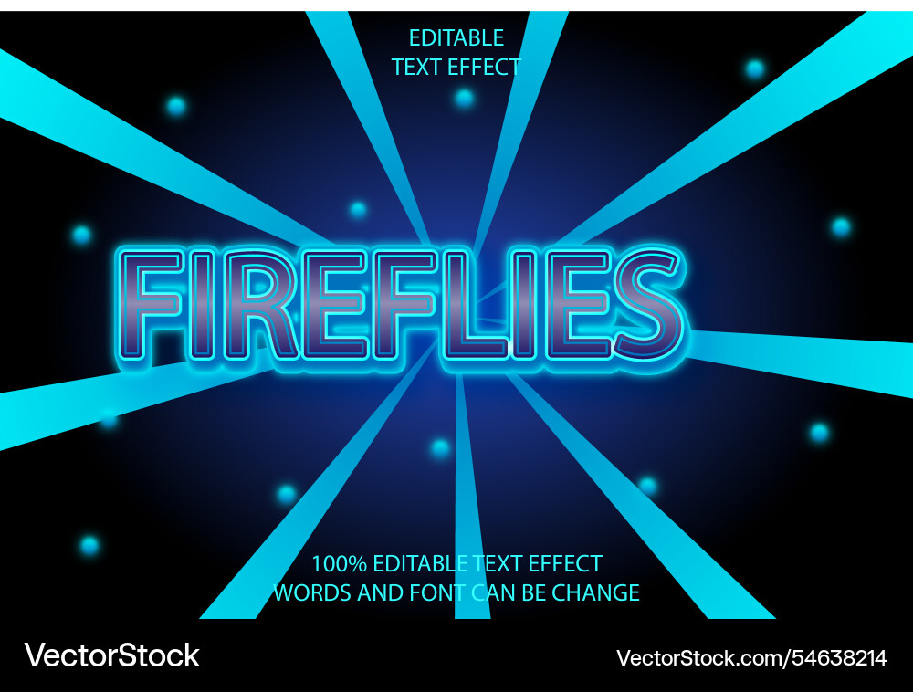 Fireflies editable text effect 3d Royalty Free Vector Image