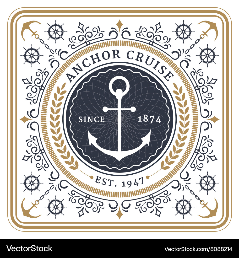 Nautical anchor cruise retro card Royalty Free Vector Image