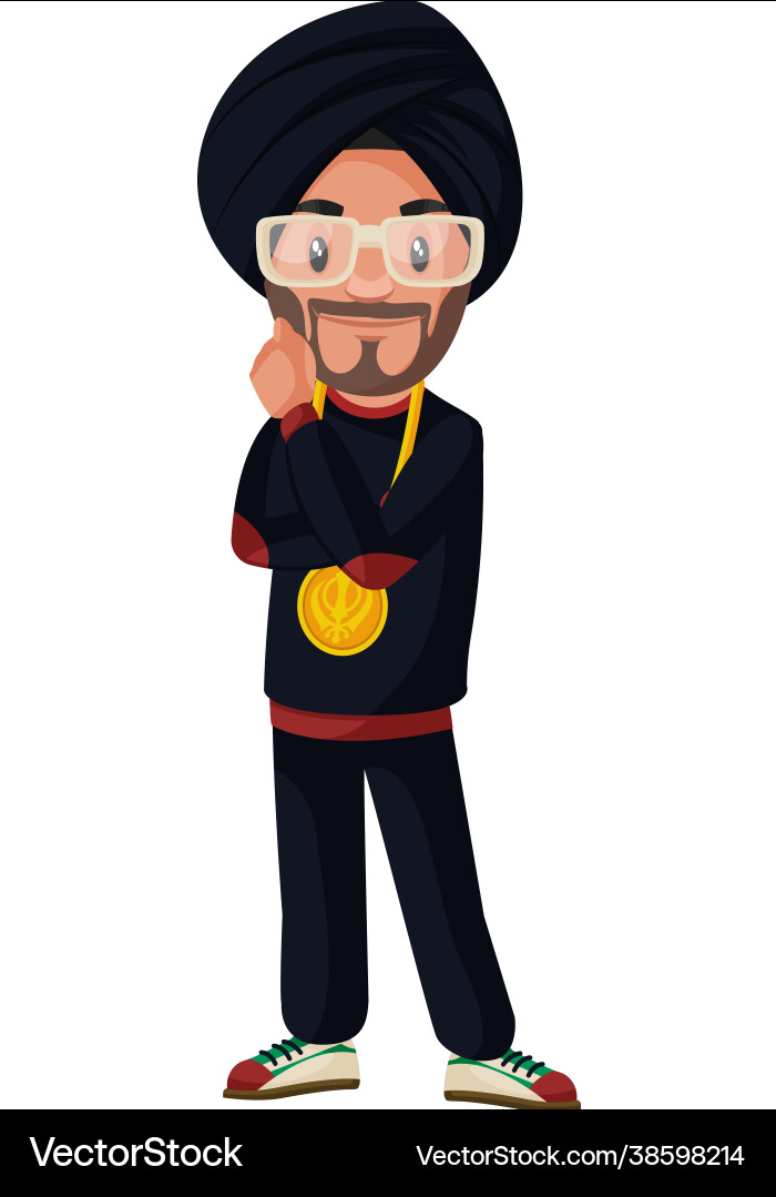 Punjabi singer cartoon character Royalty Free Vector Image