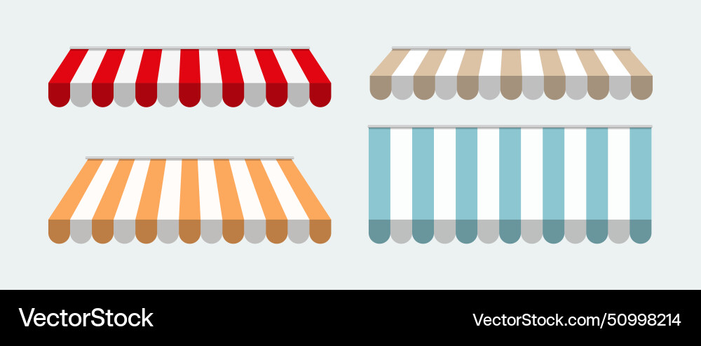 Set of awning striped canopy Royalty Free Vector Image