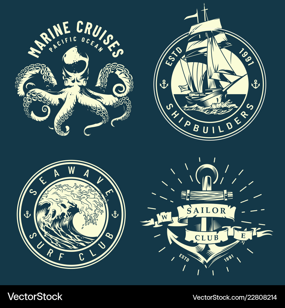 Vintage marine and nautical logos Royalty Free Vector Image