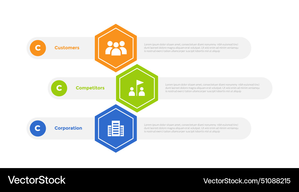 3cs marketing model infographics template diagram Vector Image