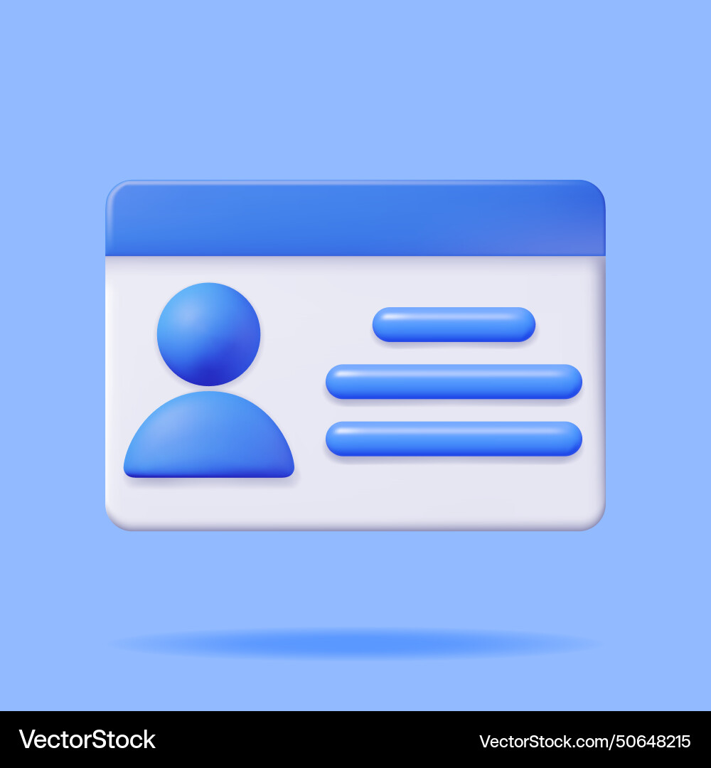 3d id card driver license or plastic Royalty Free Vector