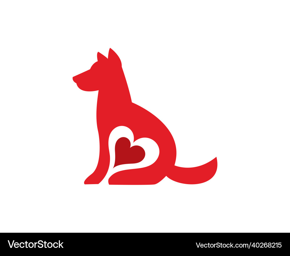 Dog love logo template design emblem Royalty Free Vector