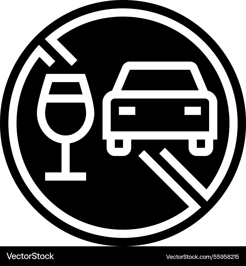 Drunk driving car obstacles glyph icon Royalty Free Vector
