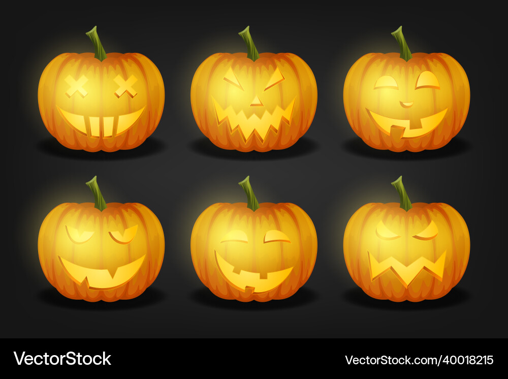 Glossy cartoon halloween pumpkin lantern Vector Image