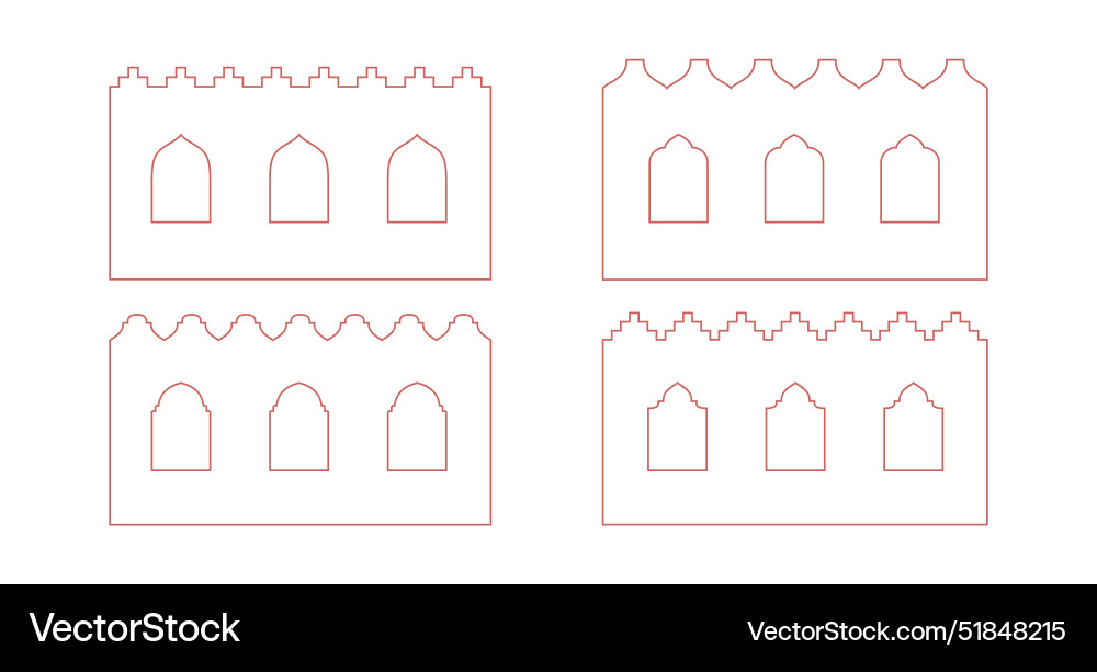 Line arabian wall with window arch outline Vector Image