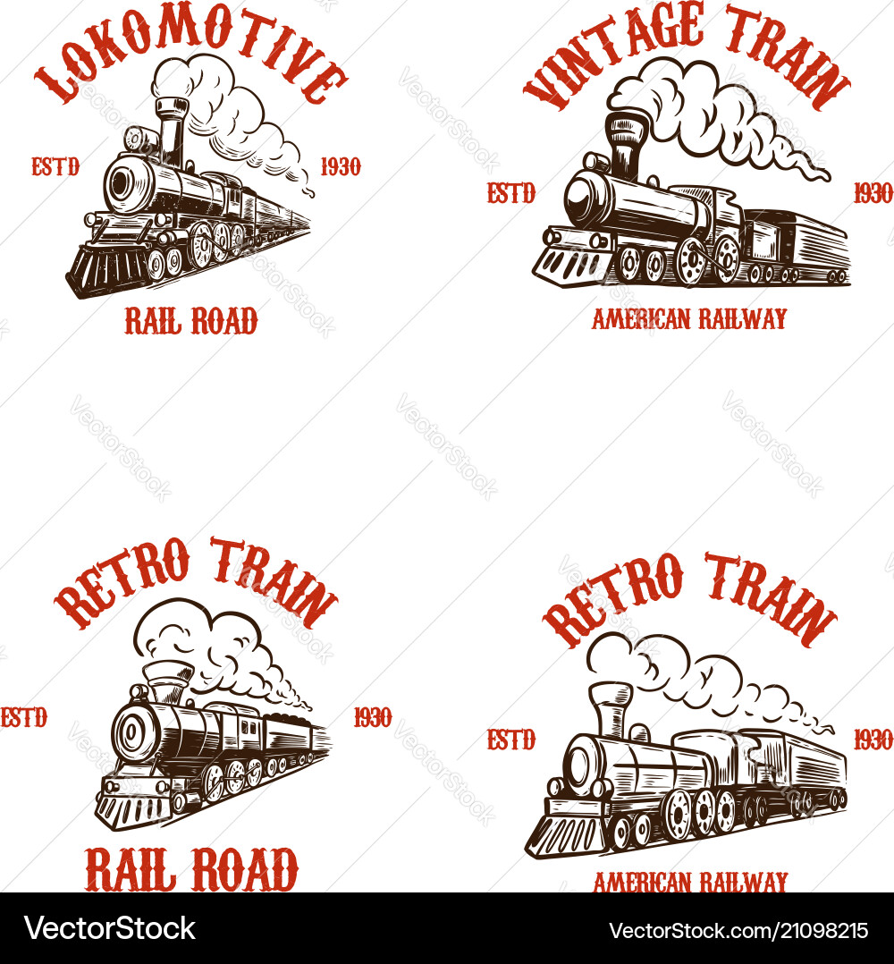Retro Train Emblems & Illustrations Royalty Free Vector