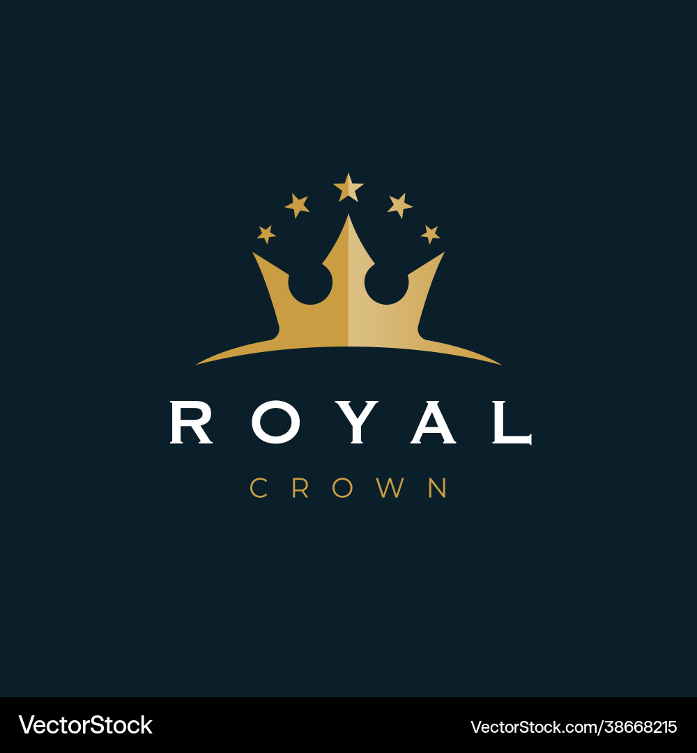 Royal gold crown logo icon Royalty Free Vector Image