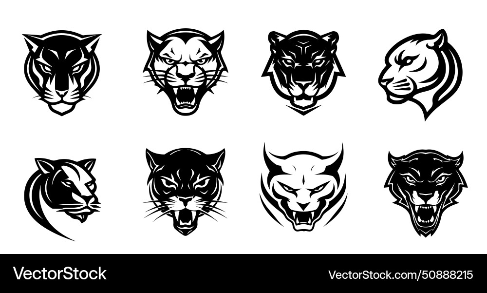 Panther Head Logos Silhouette Panther Head Logo Design Template