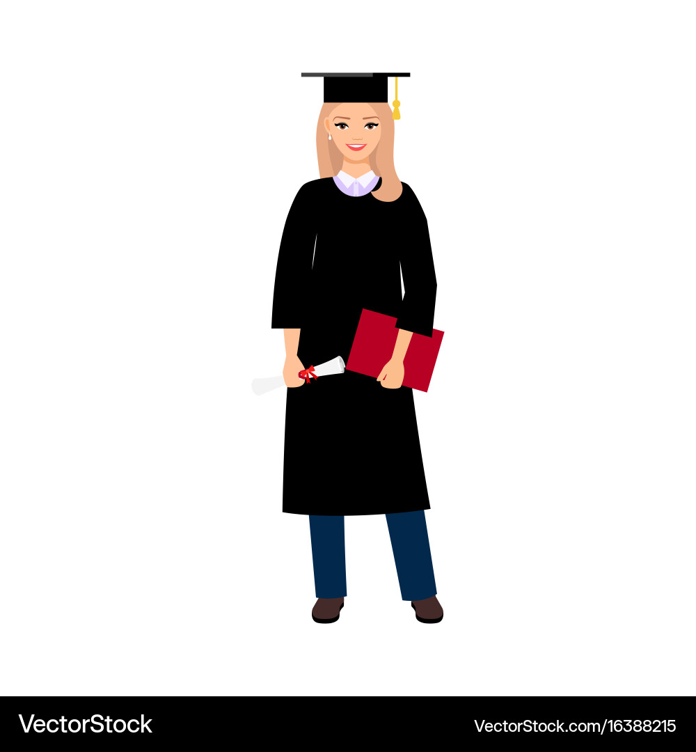University female student graduate Royalty Free Vector Image