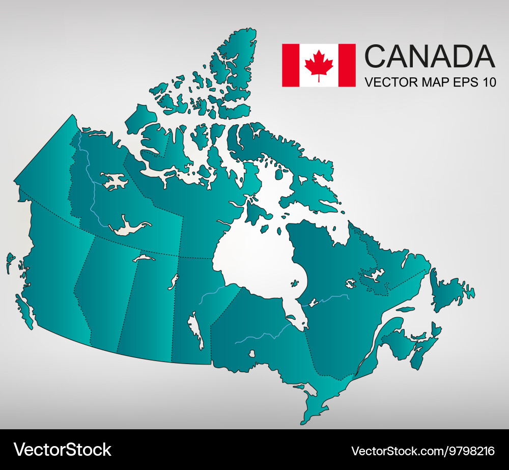Canada map with provinces all territories Vector Image