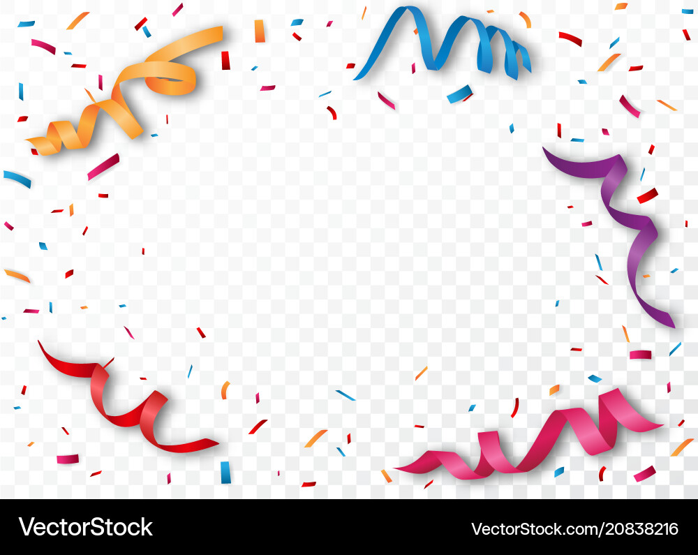 Colorful ribbon and confetti Royalty Free Vector Image