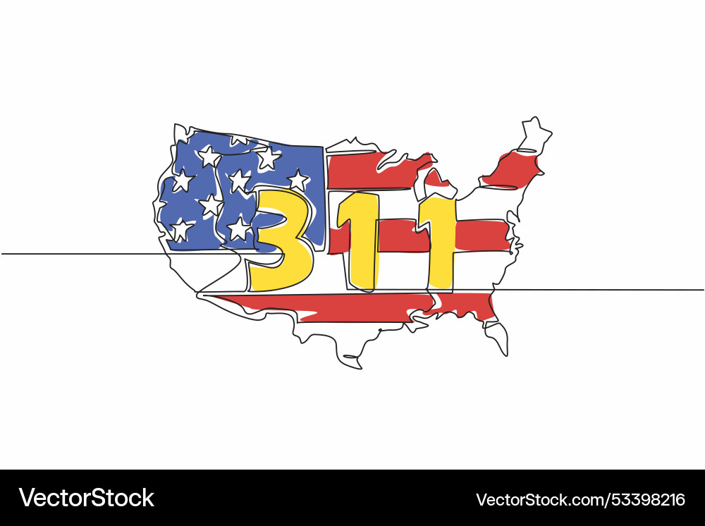 Continuous one line drawing usa map Royalty Free Vector