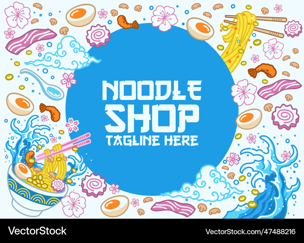 Delicous japanese ramen noodle background Vector Image