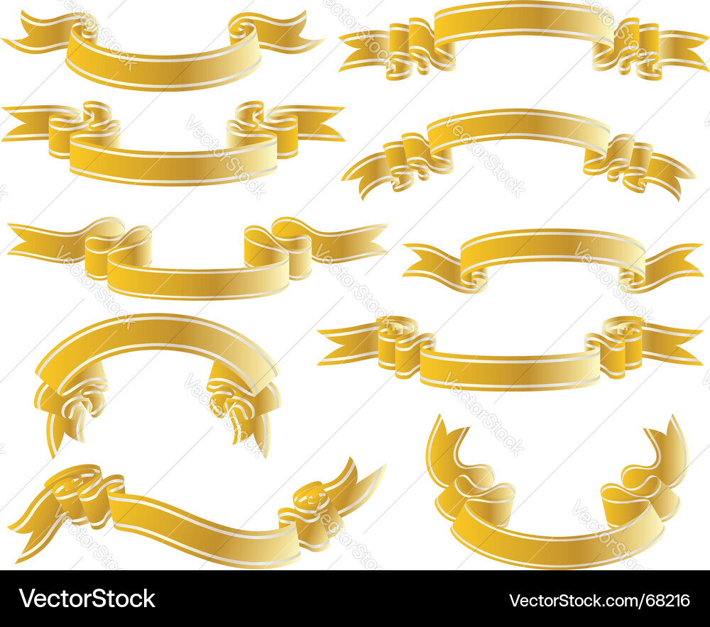 Gold ribbons set Royalty Free Vector Image - VectorStock