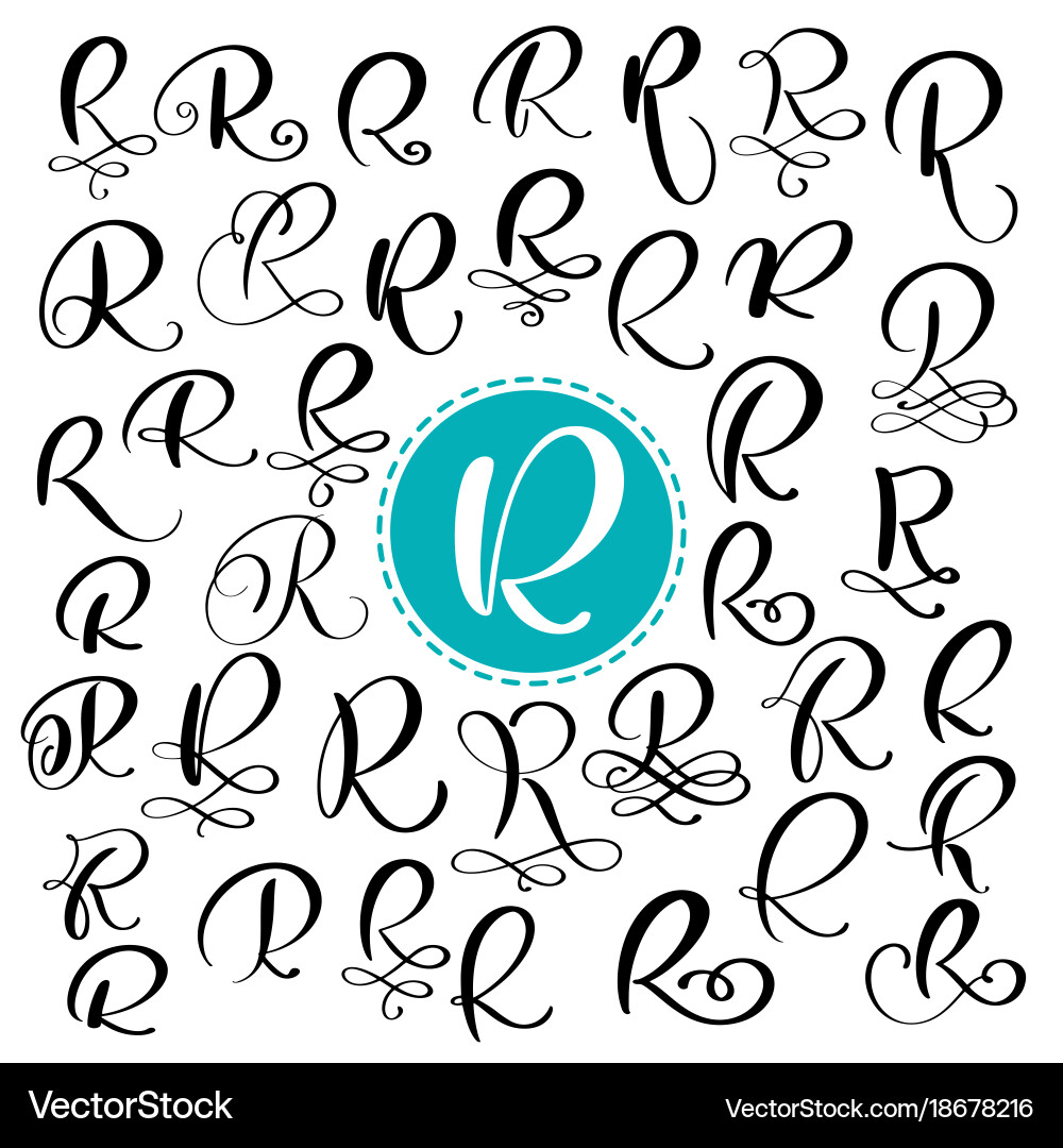Set letter r hand drawn flourish Royalty Free Vector Image