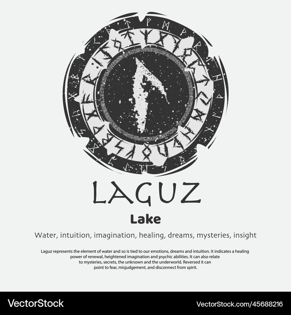 Viking laguz rune dark circle shield Royalty Free Vector