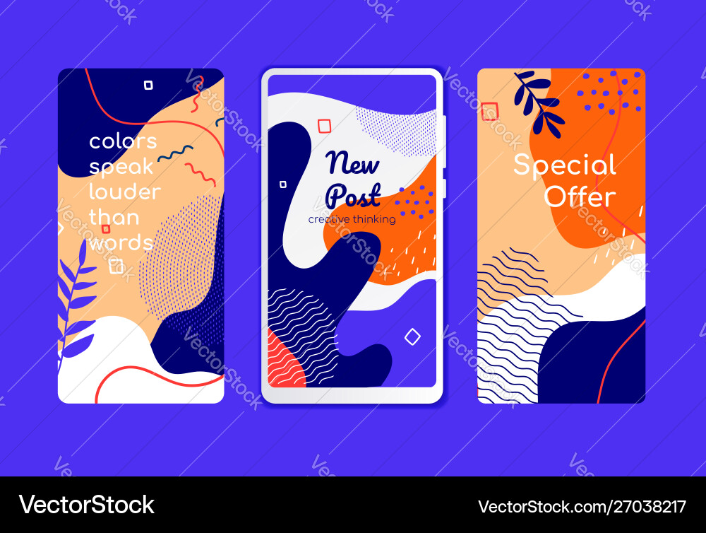 Colorful mobile screen templates - set modern Vector Image