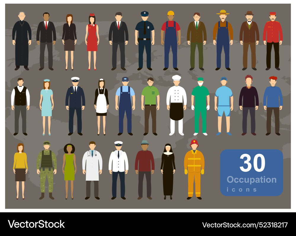Occupation icon set people of different Royalty Free Vector