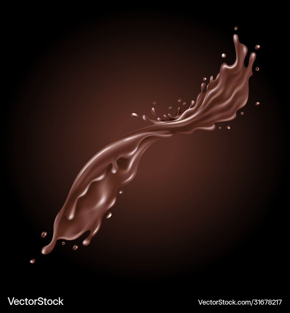 Splashing liquid chocolate on a dark background Vector Image