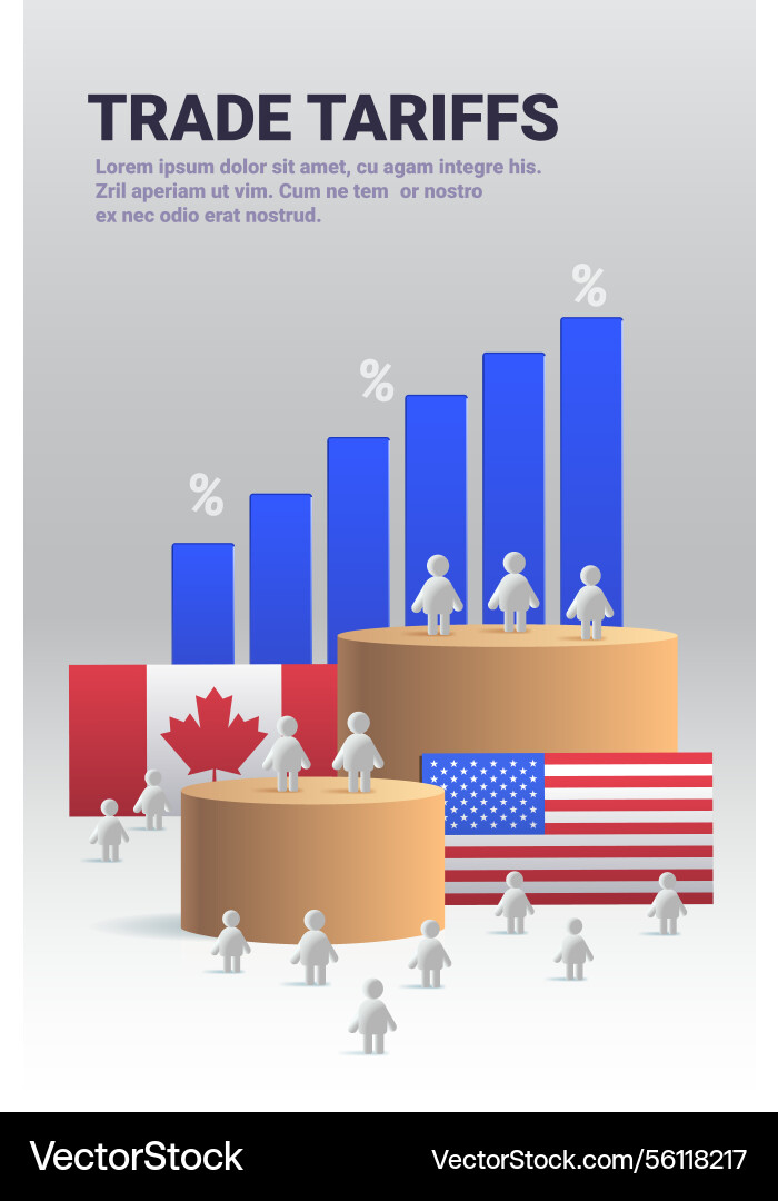 Trade tariffs concept with flag icons and figures Vector Image